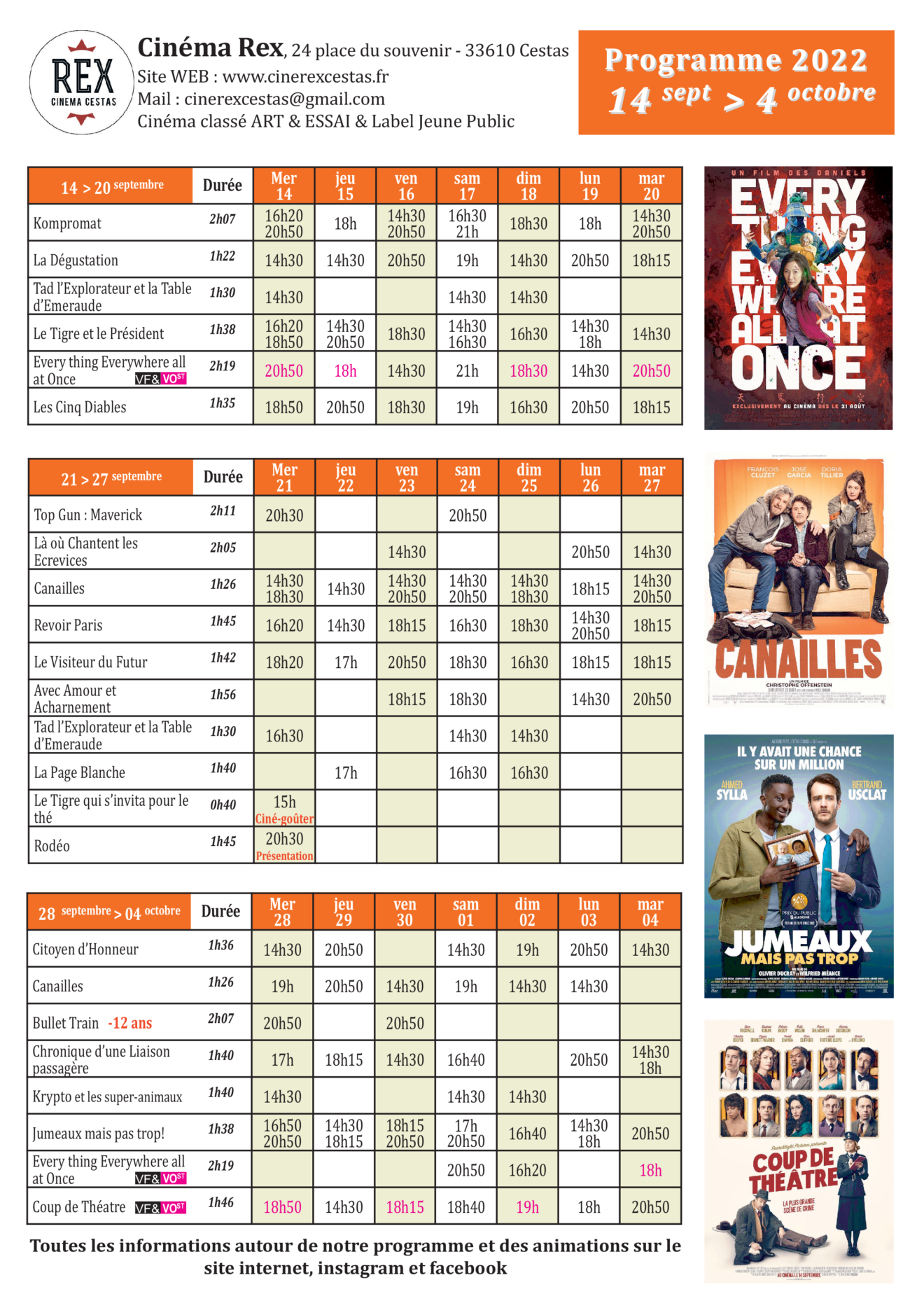 Programmes - Cinéma Rex Cestas