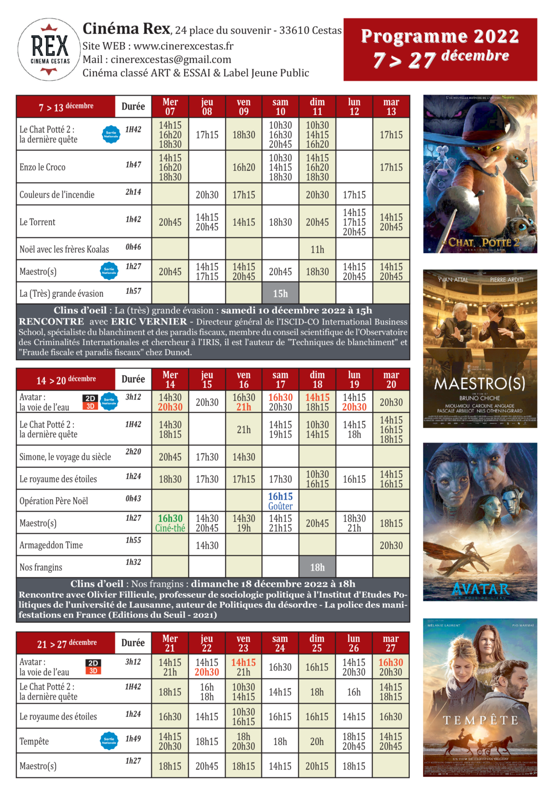 Programmes - Cinéma Rex Cestas