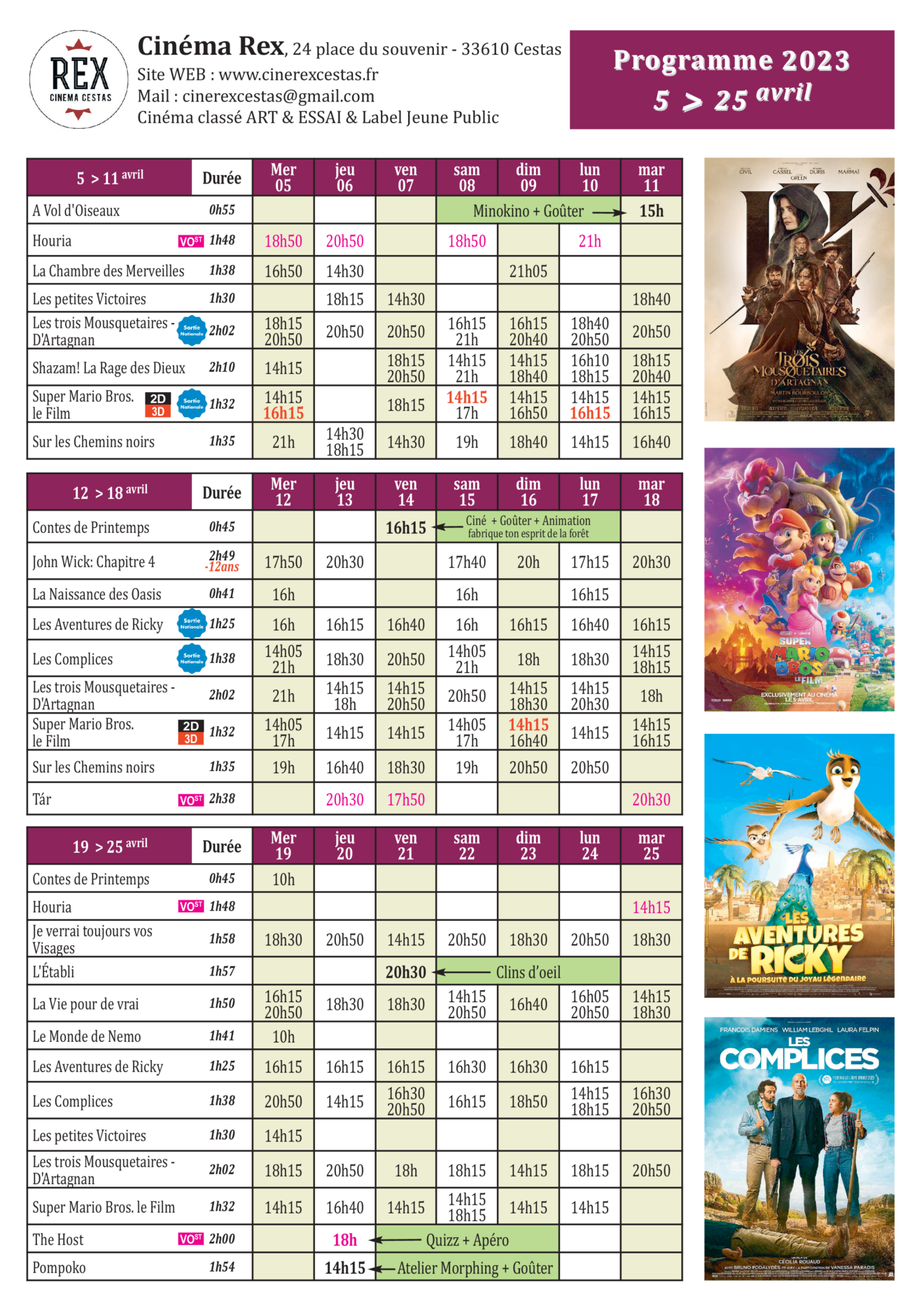 Programmes - Cinéma Rex Cestas