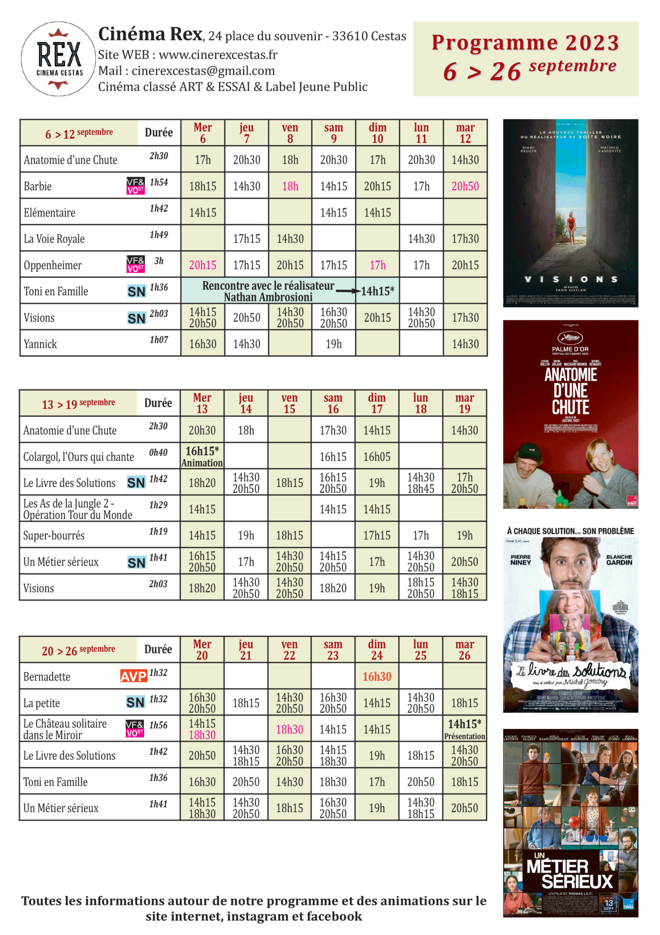 Programmes - Cinéma Rex Cestas