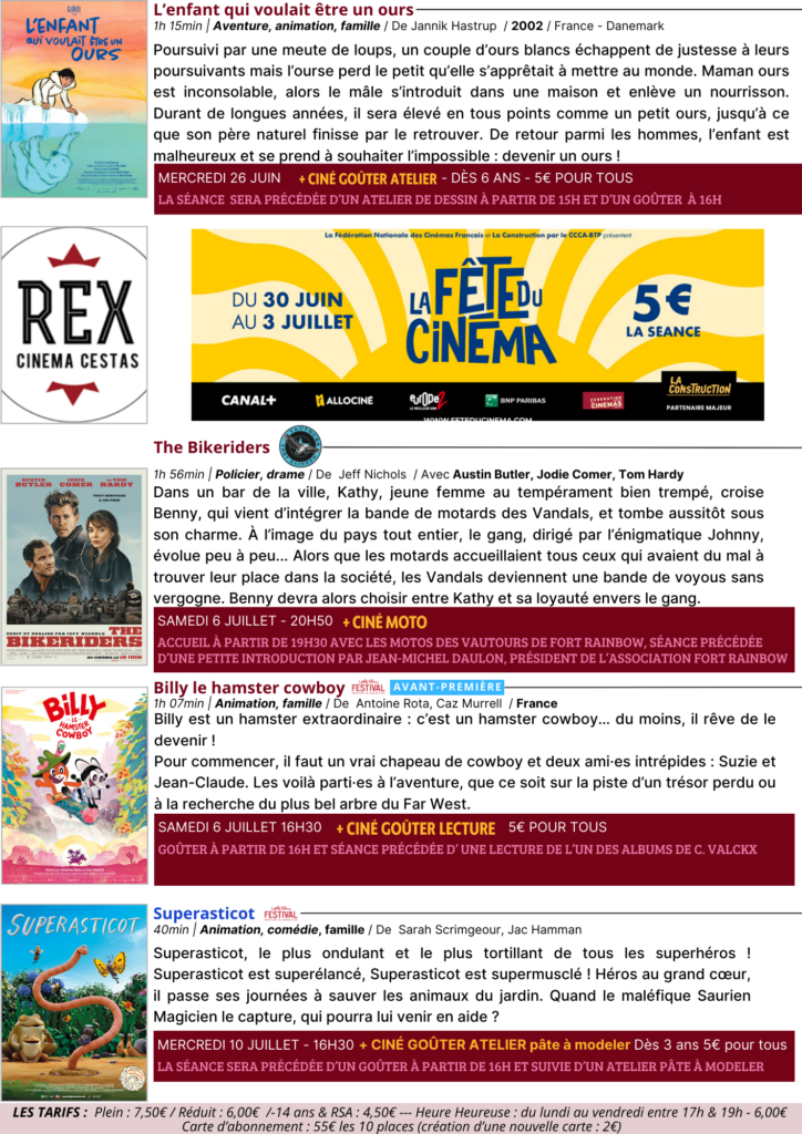 Programmes - Cinéma Rex Cestas