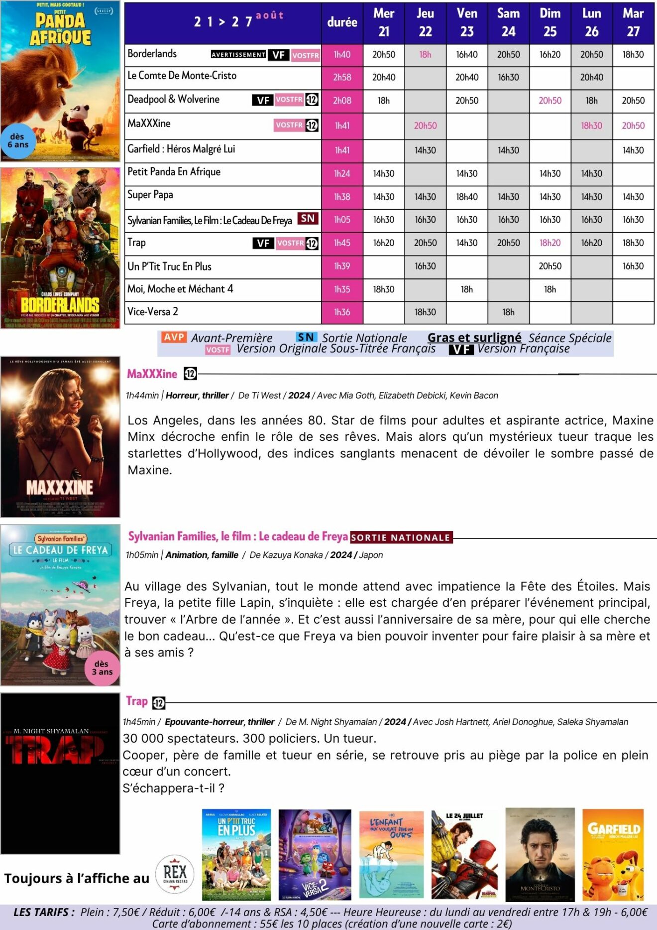 Programmes - Cinéma Rex Cestas