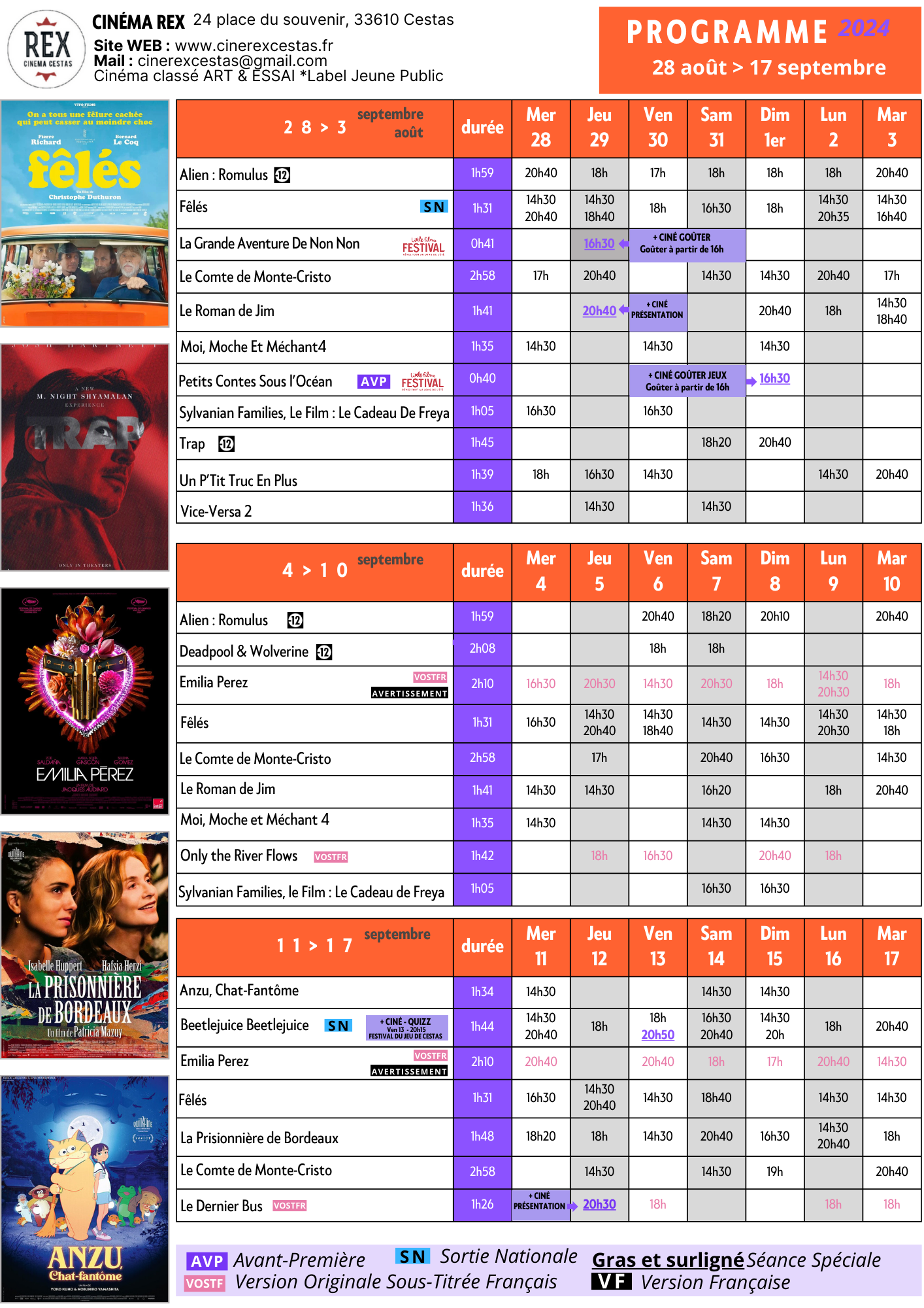 Programmes - Cinéma Rex Cestas
