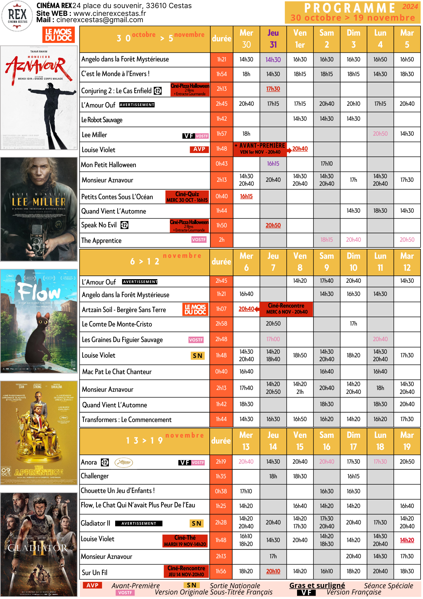 Programmes - Cinéma Rex Cestas