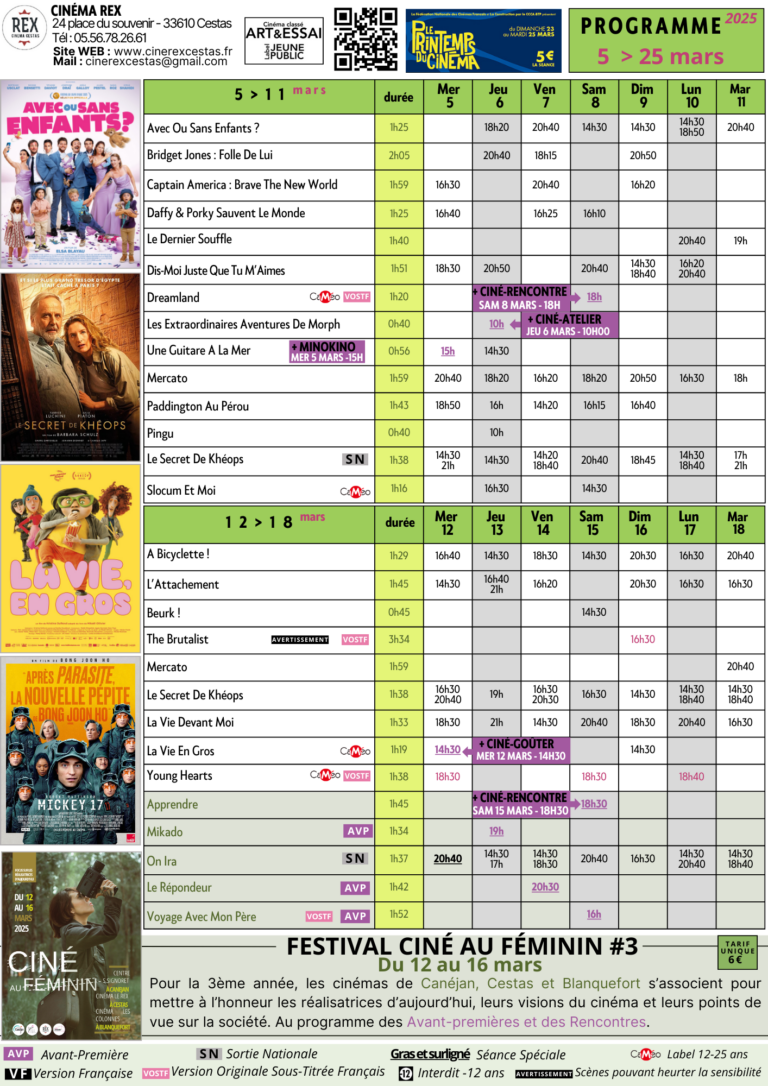 Programmes - Cinéma Rex Cestas